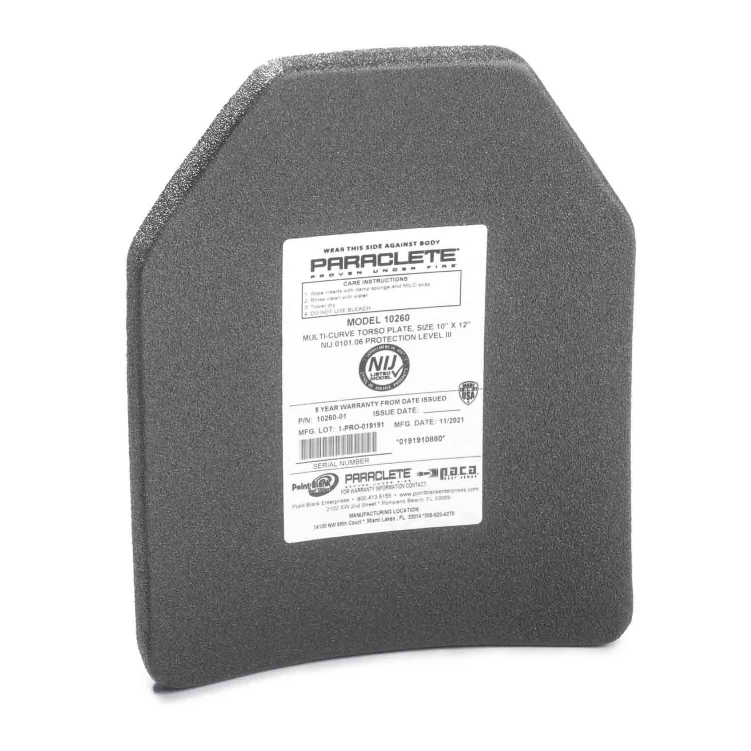 Paraclete LEVEL III PE Multi Curve Plate