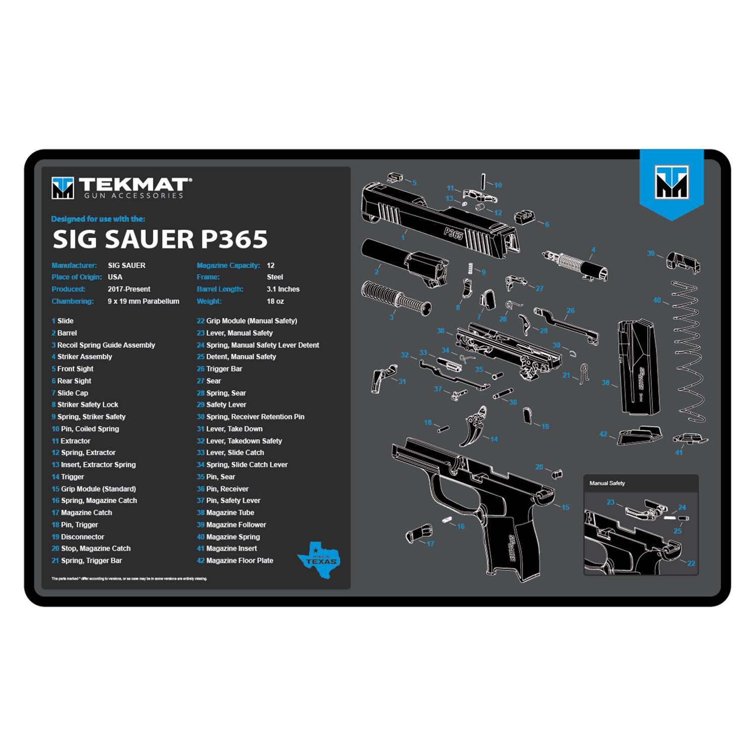 TekMat Sig Sauer P365 Gun Cleaning Mat 17" | U.S. Patriot