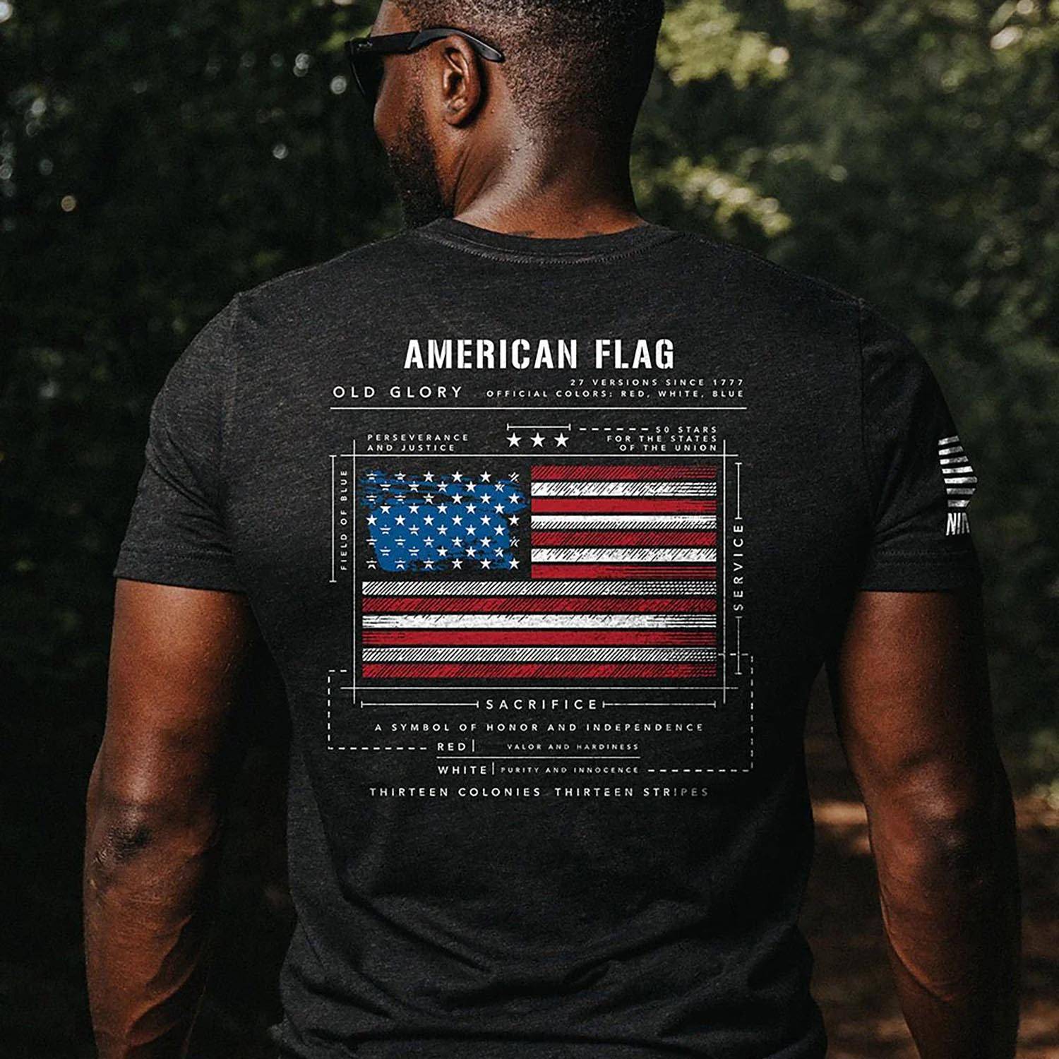Nine Line American Flag Schematic T-Shirt | U.S. Patriot