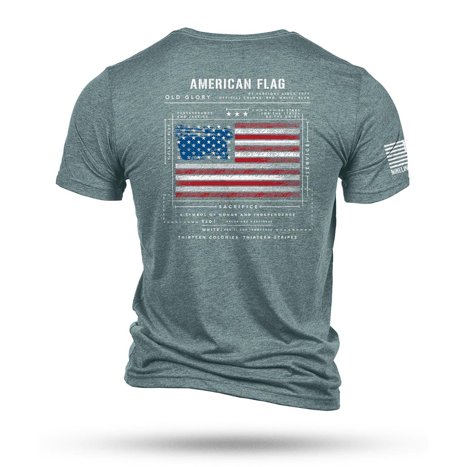Nine Line American Flag Schematic T-Shirt | U.S. Patriot