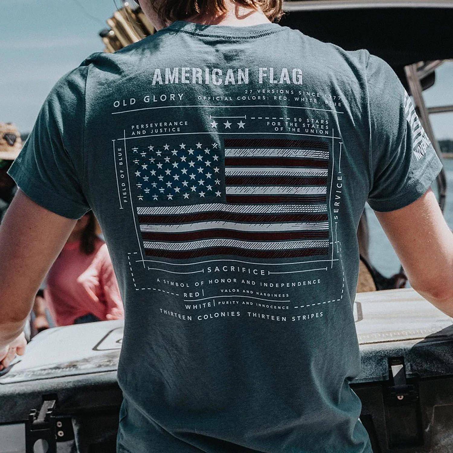 Nine Line American Flag Schematic T-Shirt | U.S. Patriot